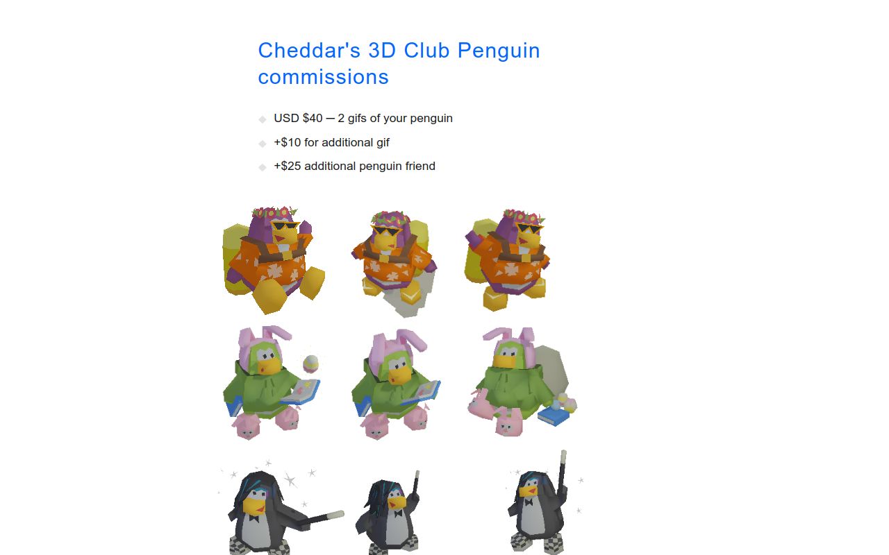 cheddar club penguin commissions